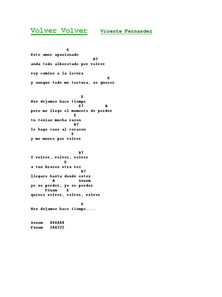 Volver Volver - Vicente Fernandez | PDF