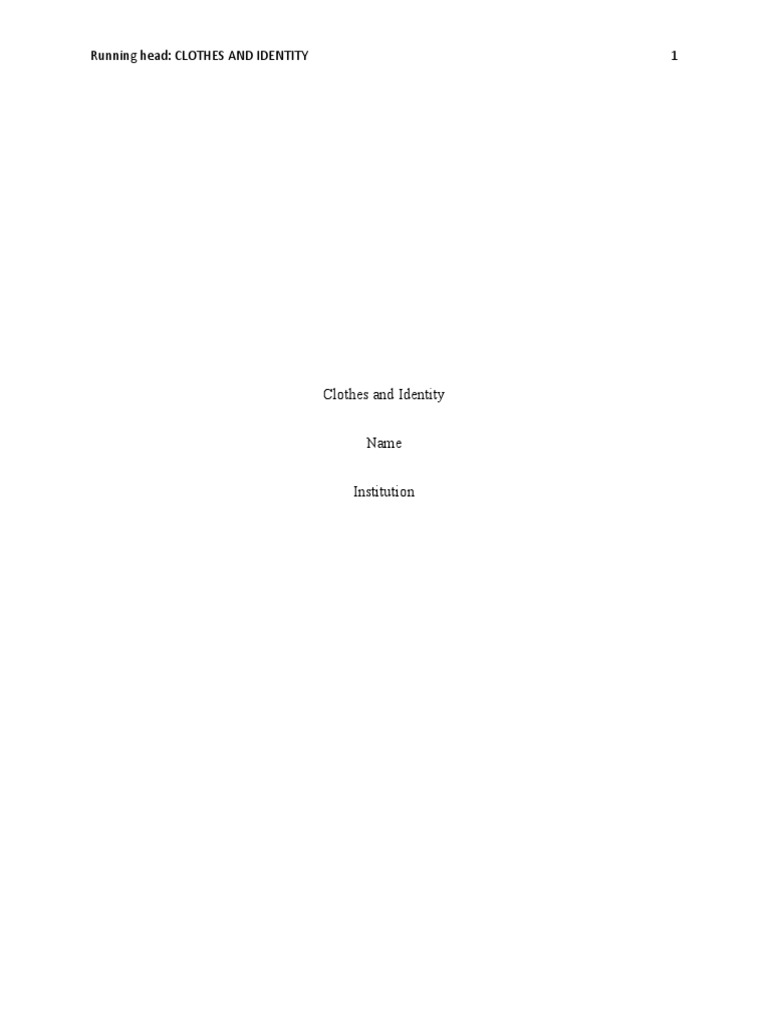 Clothes and Indentity | PDF | Clothing | Identity (Social Science)