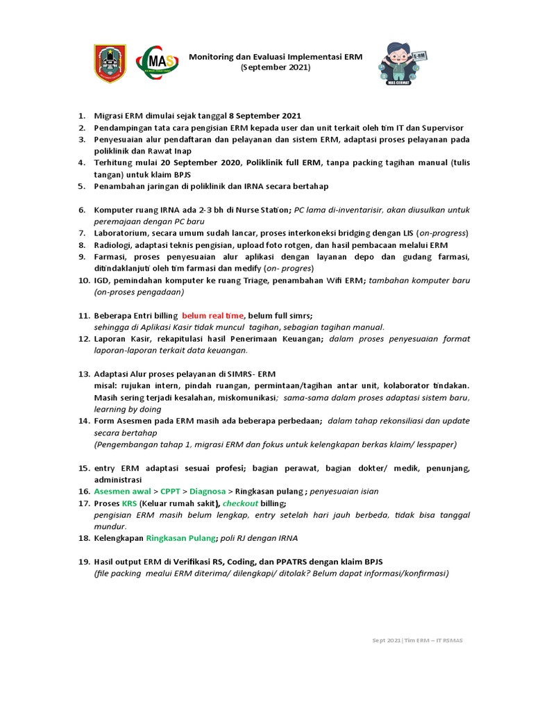 Monitoring Dan Evaluasi Implementasi ERM 1 | PDF