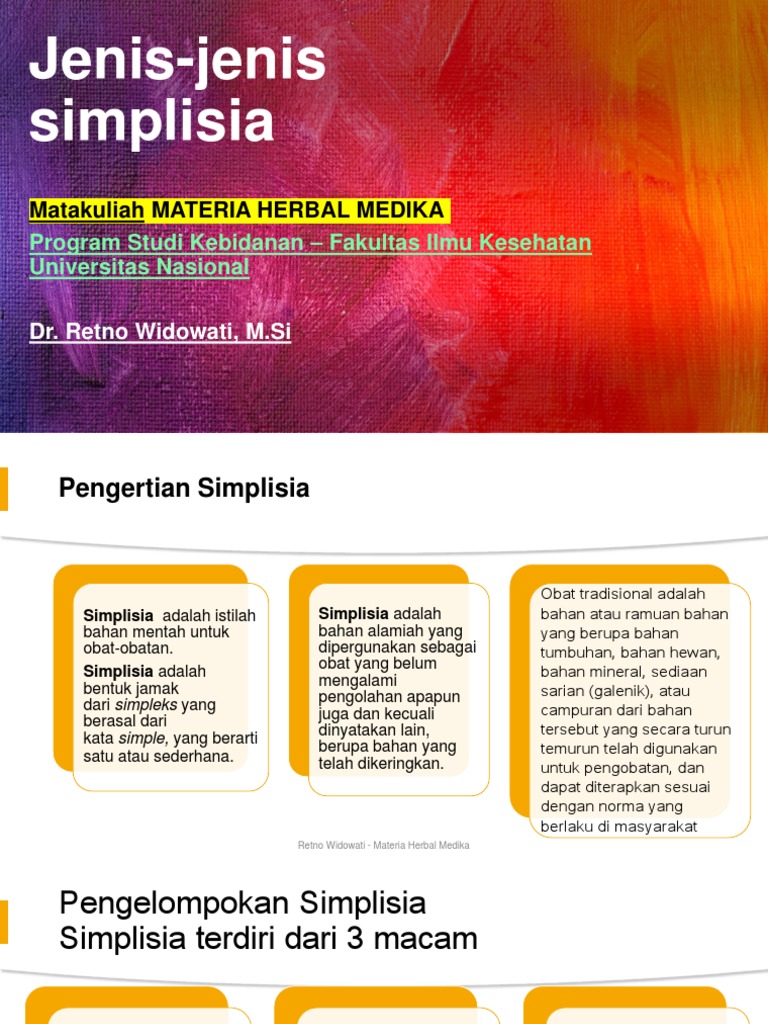 Materi Kulaih Minggu 2 - Jenis-Jenis Simplisia - 2022 | PDF