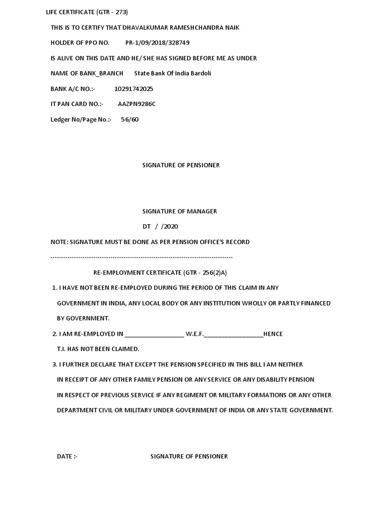 Life Certificate | Download Free PDF | Government