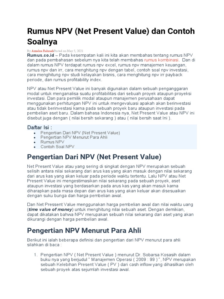 Rumus NPV | PDF