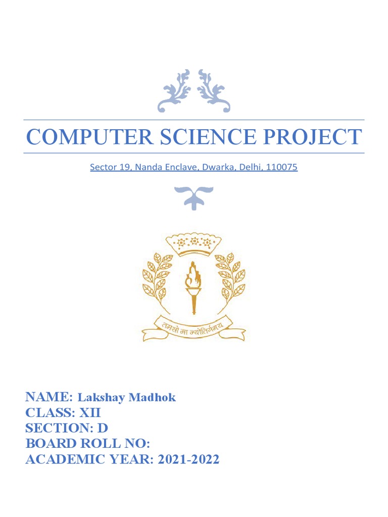 COMPUTER SCIENCE PROJECT (Lakshay) | PDF | Computing | Data Management