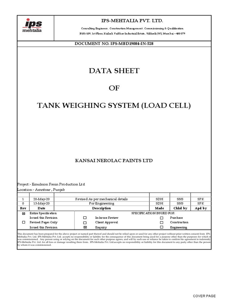 528 - Tank Weighing System - 1 | PDF | Electrical Engineering ...