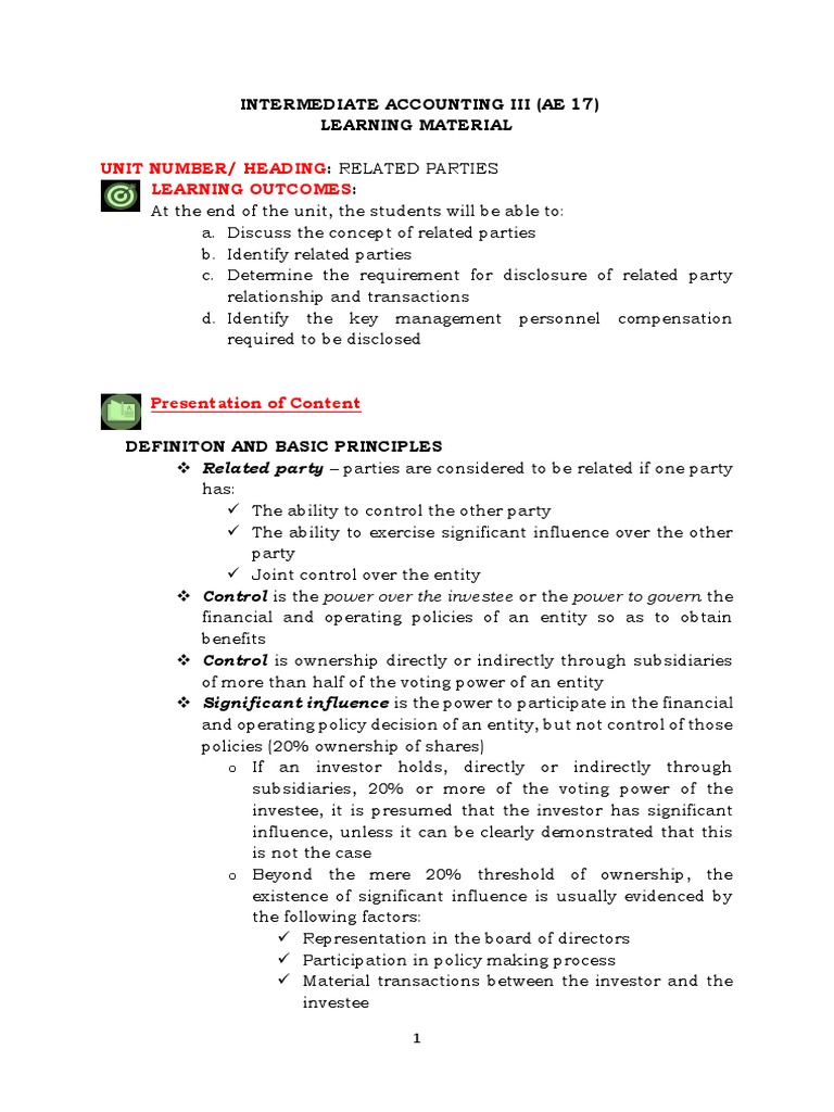 Unit Number/ Heading Learning Outcomes: Intermediate Accounting Iii (Ae ...