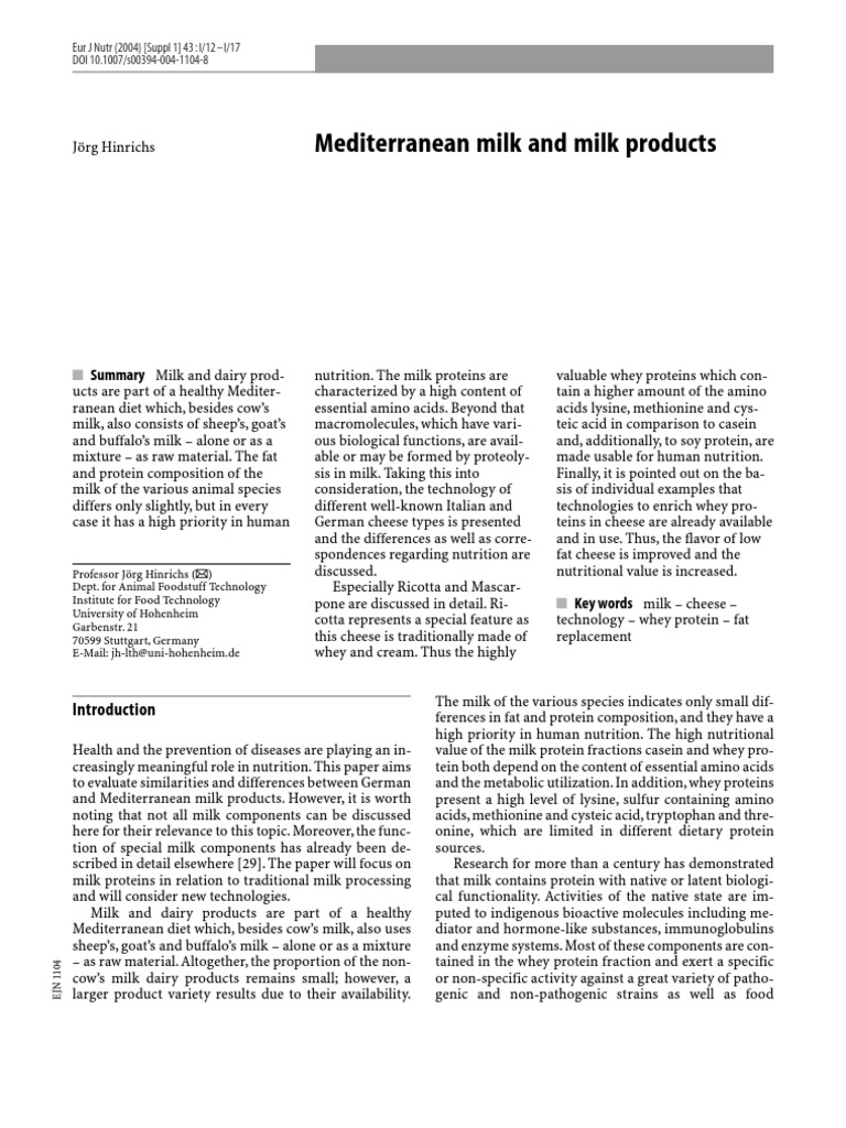 Mediterranean Milk and Milk Products | PDF | Milk | Cheese