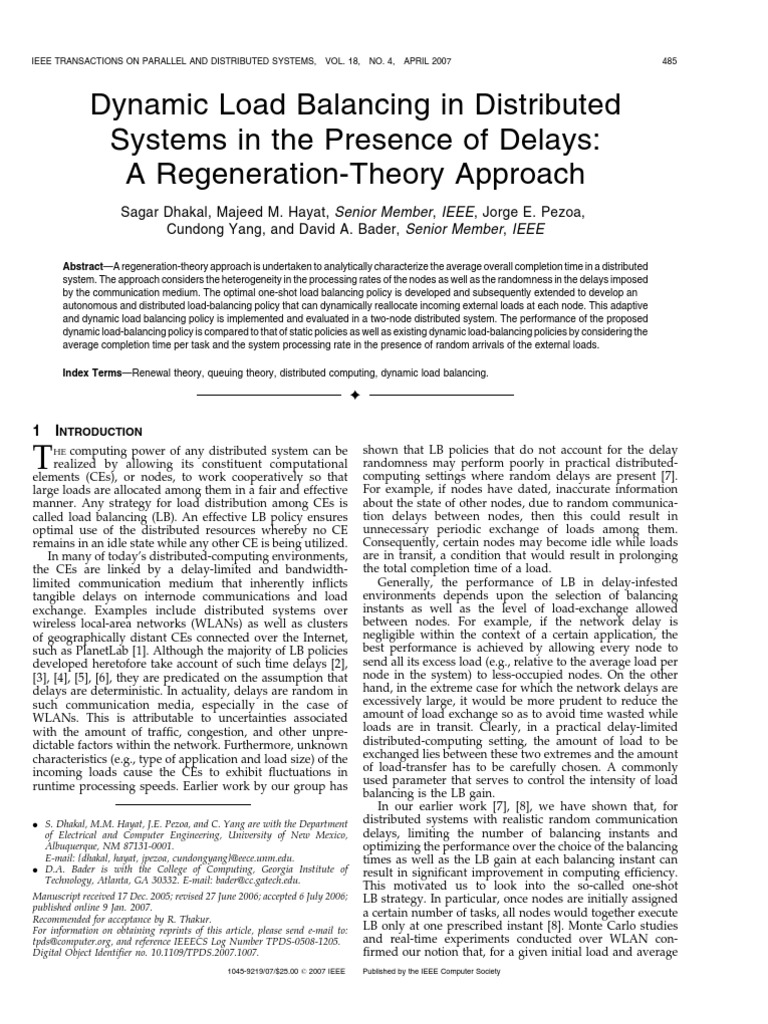 Dynamic Load Balancing | Download Free PDF | Distributed Computing | Computer Network