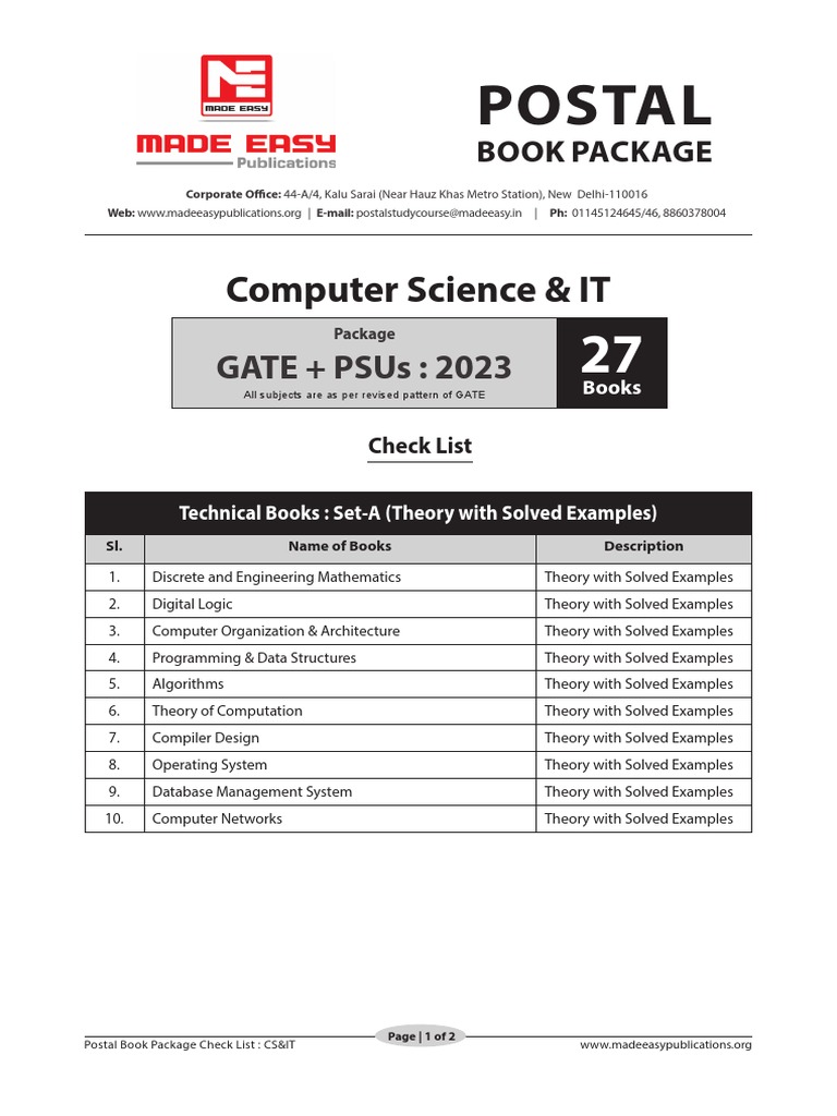 Postal: Computer Science & IT | PDF | Books | Computer Programming