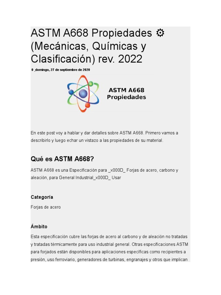 ASTM A668 - DPropiedades | PDF | Acero | Materiales