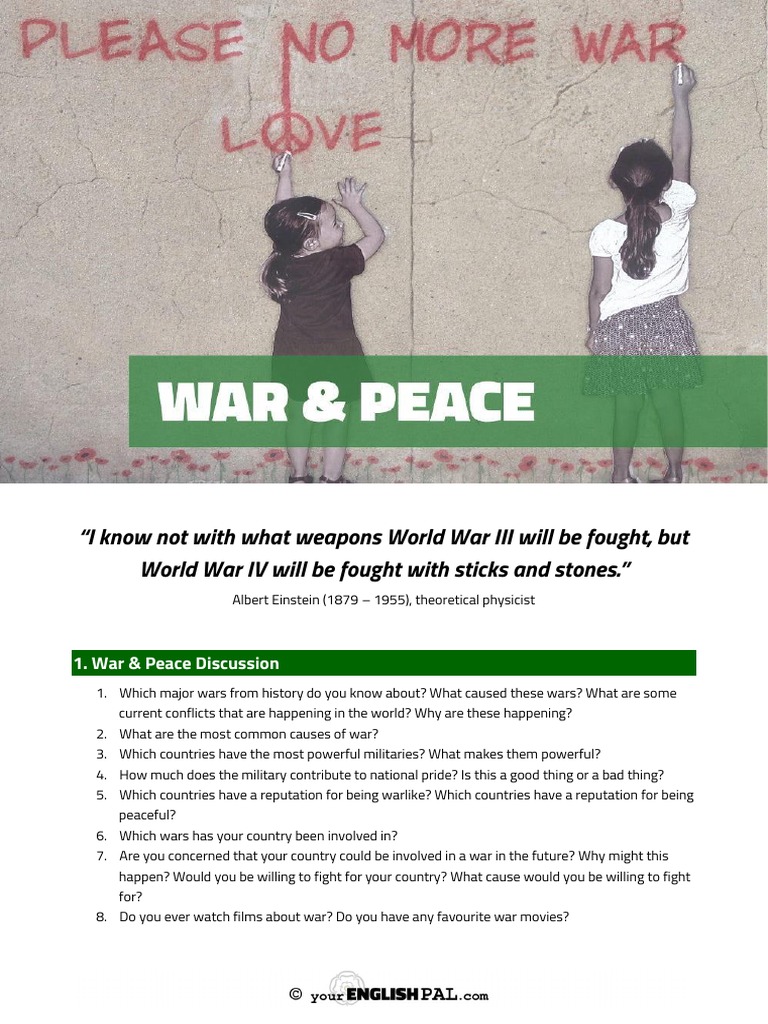 War & Peace: ESL Discussion Guide | PDF | Law Of War | Civilian