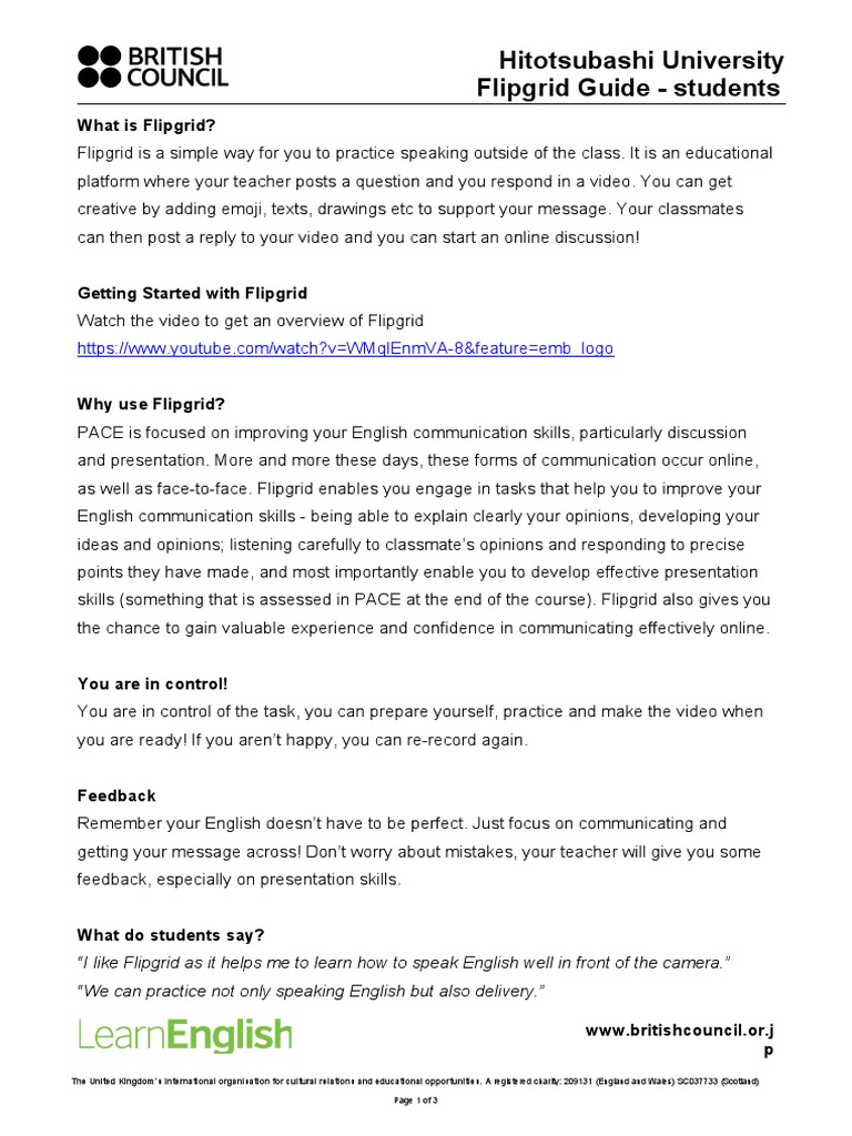 H1. Flipgrid Guide - Students | PDF | Privacy | Communication