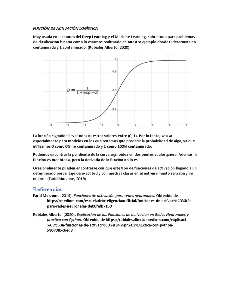 Función Sigmoide en Deep Learning | PDF