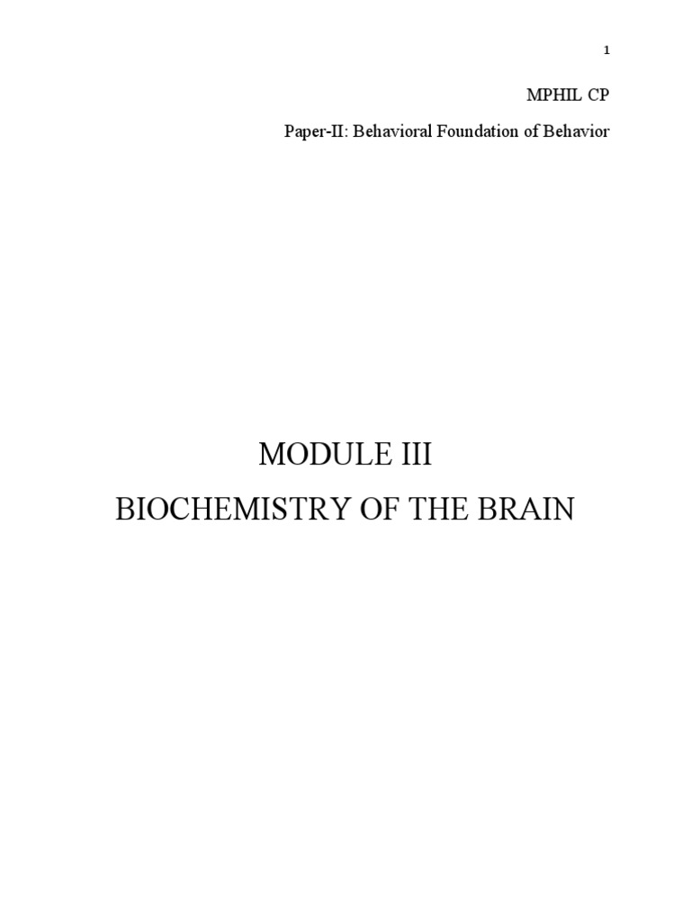 Module 3 Biochemistry of The Brain | PDF | Genetic Variation | Medical ...