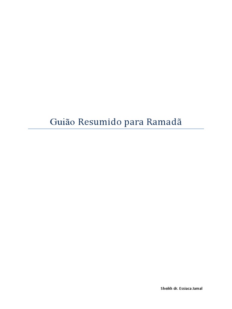 Aulas No Ramadã 1 | PDF | Ramadã | Jejum