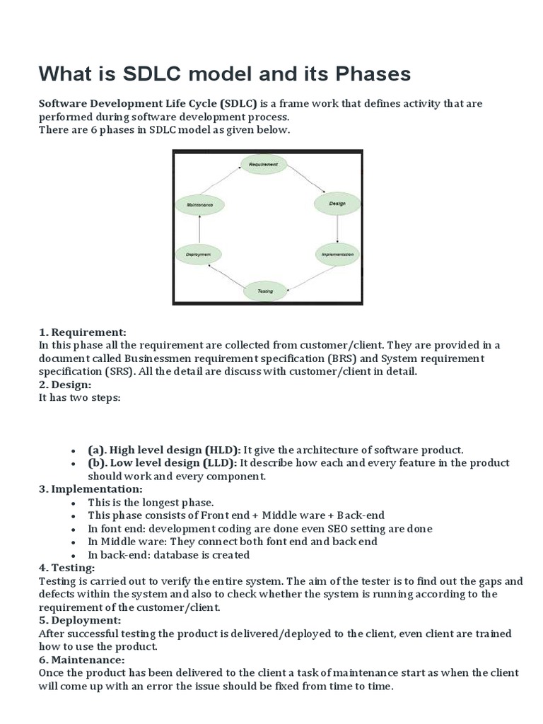 What Is SDLC Model and Its Phases | PDF | Software Development ...