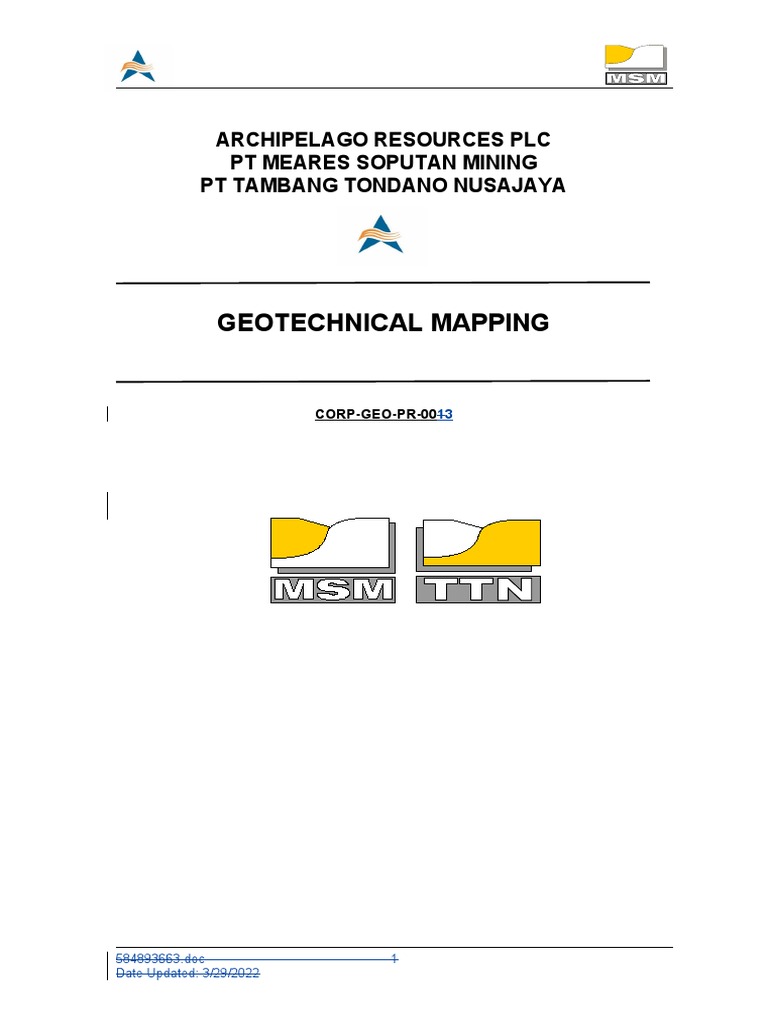 CORP-GEO-PR-003 Geotechnical Mapping (RevC) | PDF | Geotechnical ...