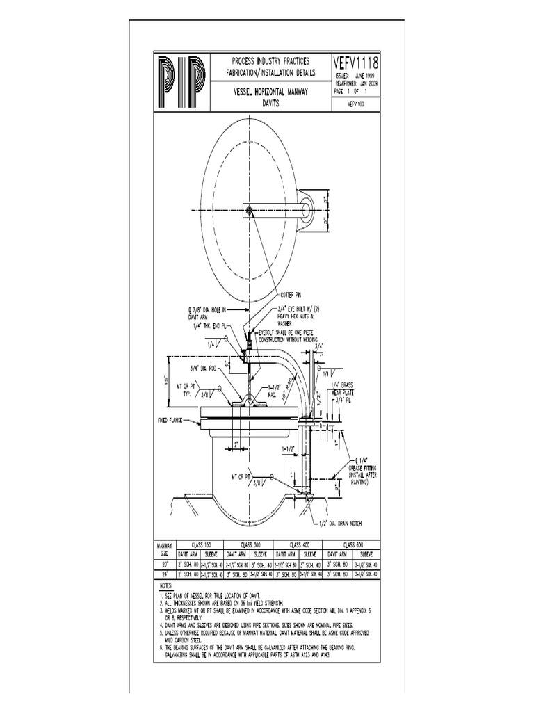 Vefv1118-0 - Vessel Horizontal Manway Davits | PDF