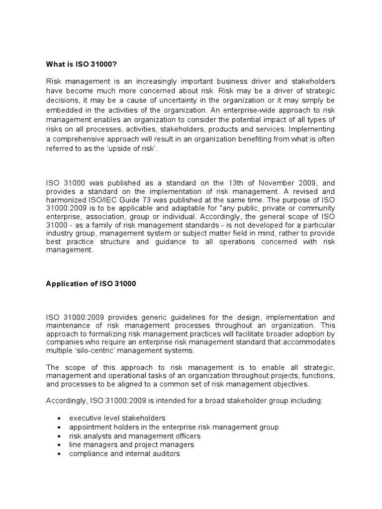 What Is ISO 31000 | PDF | Risk Management | Risk