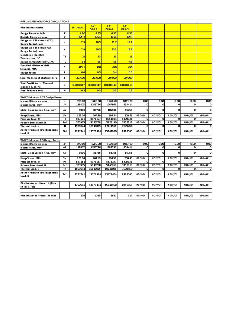 Pipeline Anchor Force Calculations | PDF | Strength Of Materials ...