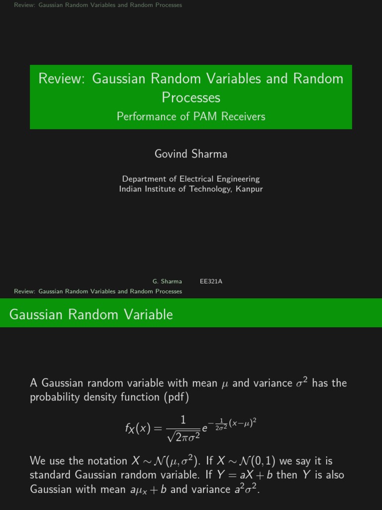 Dc13 Gaussian Random Variables And Random Processes Pdf