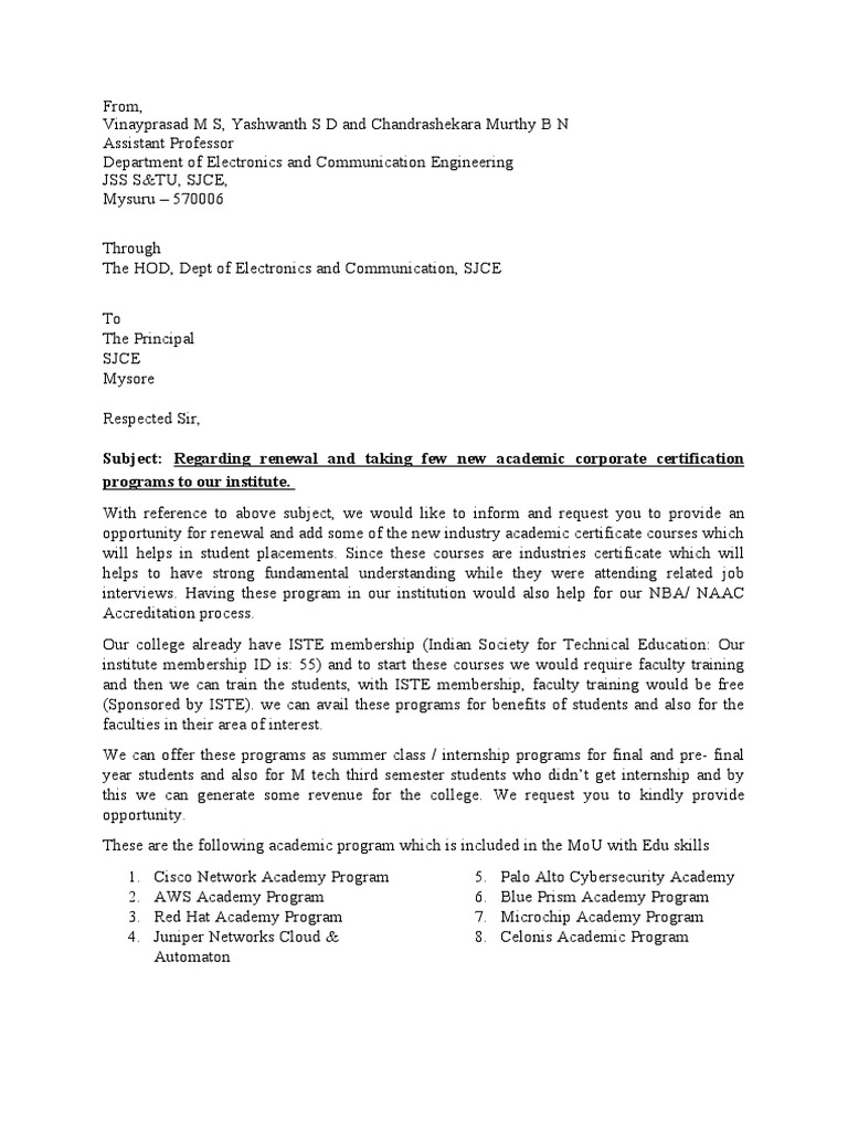 Cisco Network Academy Letter - Updated | PDF