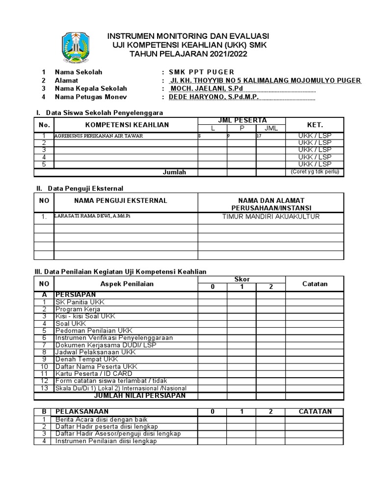 Instrumen Monev Ukk 2022 | PDF | Teknologi & Rekayasa