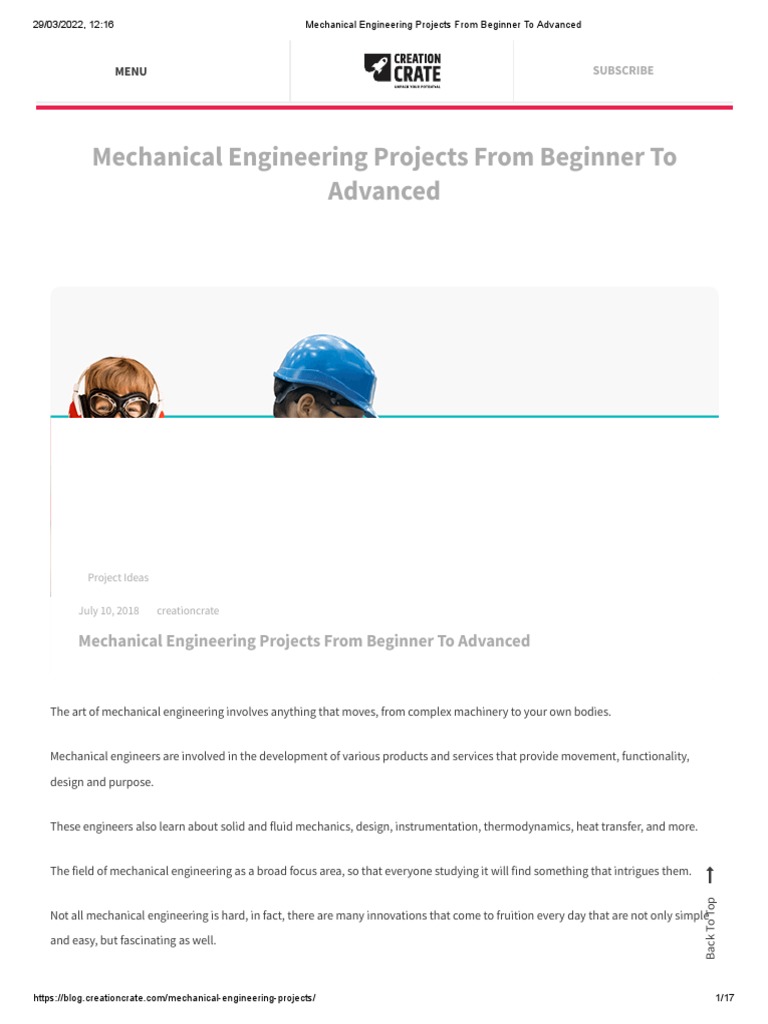Mechanical Engineering Projects From Beginner To Advanced | PDF ...