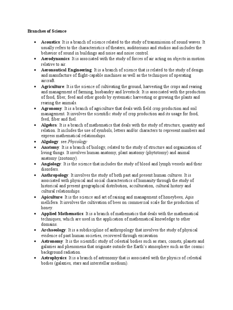 Branches of Science | PDF | Science | Biology
