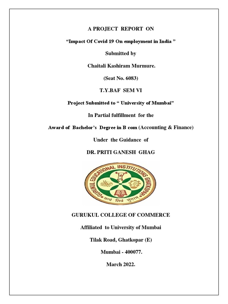 Black Book Project Chaitali Final | Download Free PDF | Unemployment ...
