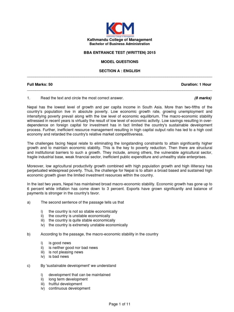 Model Questions of KCM | PDF | Economic Growth | Macroeconomics