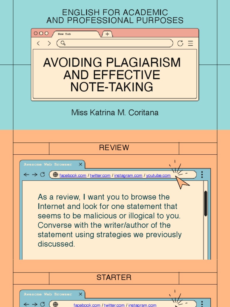 Avoiding Plagiarism and Effective Note-Taking | PDF | Plagiarism | Ellipsis