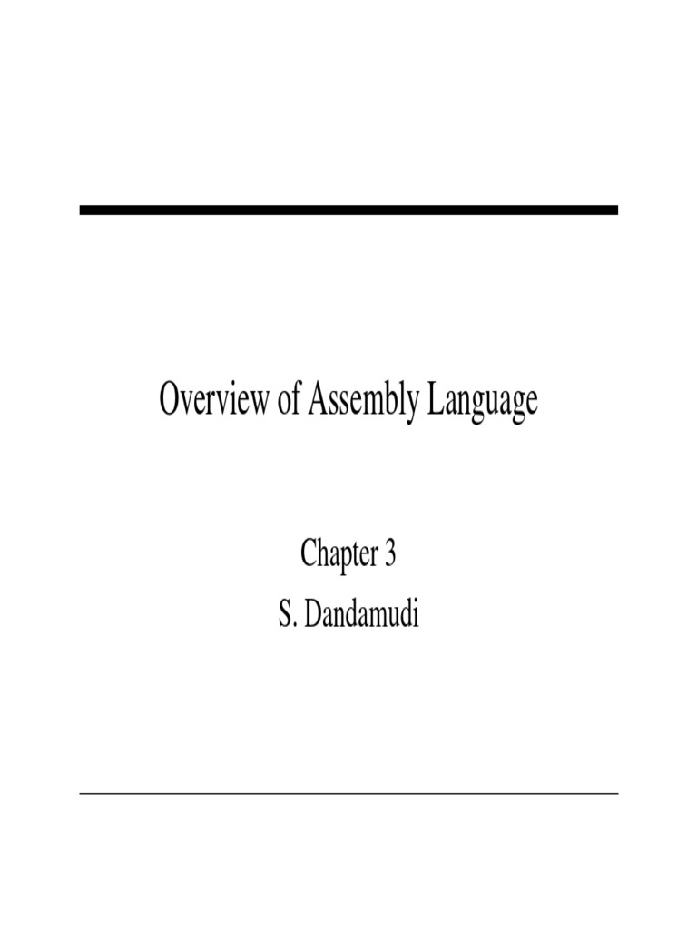Overview Of Assembly Language S Dandamudi Pdf Assembly Language 7357