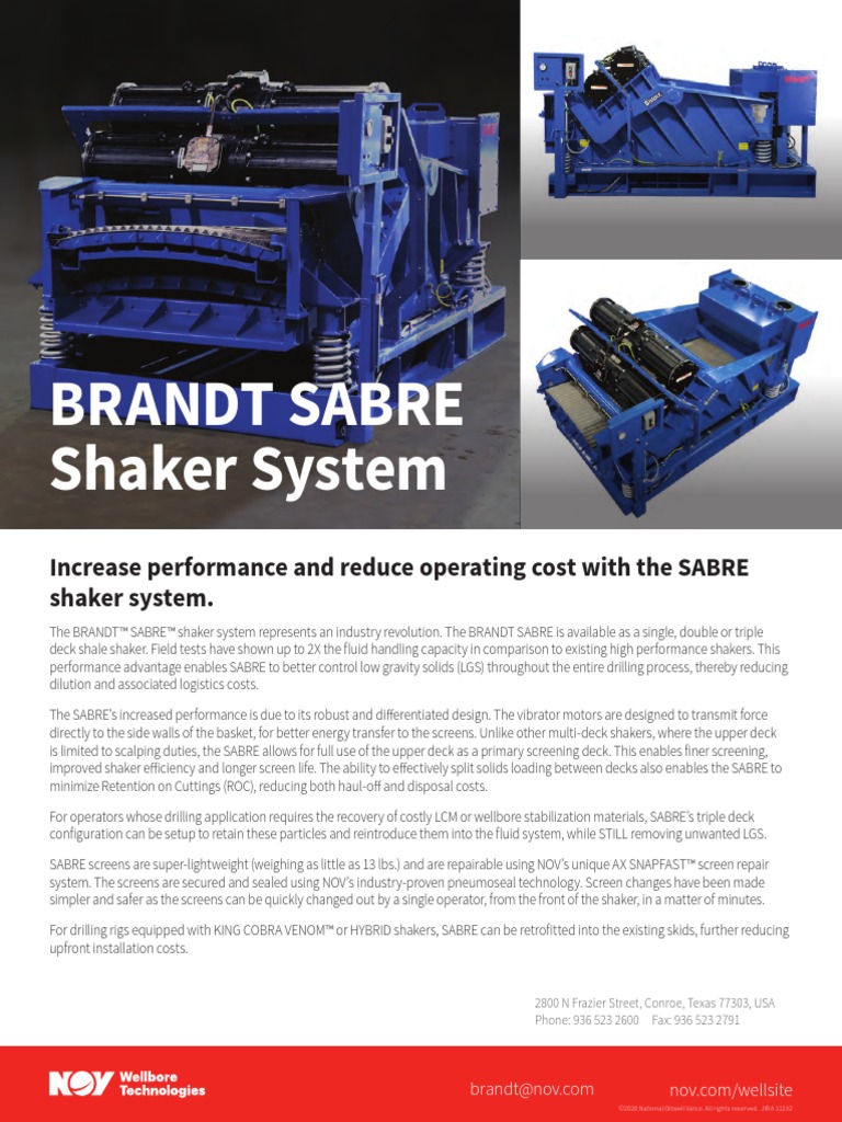 Brandt Sabre Shaker System Flyer | PDF | Manufactured Goods
