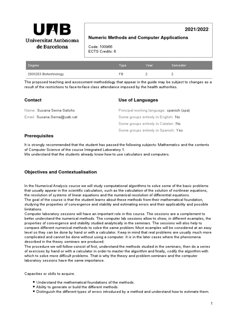 Numeric Methods and Computer Applications | Download Free PDF | Numerical Analysis | Equations