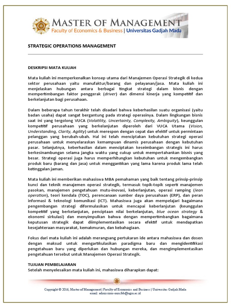 Strategic Operations Management | PDF | Bisnis