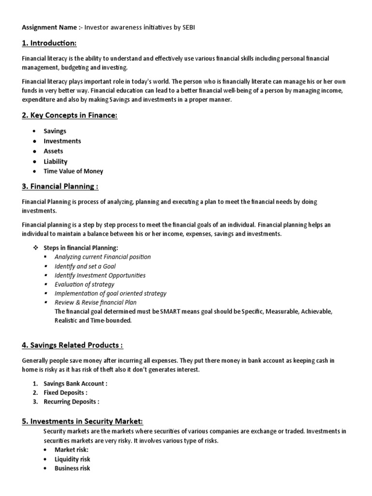 SEBI's Investor Awareness Initiatives | PDF | Investing | Financial Markets