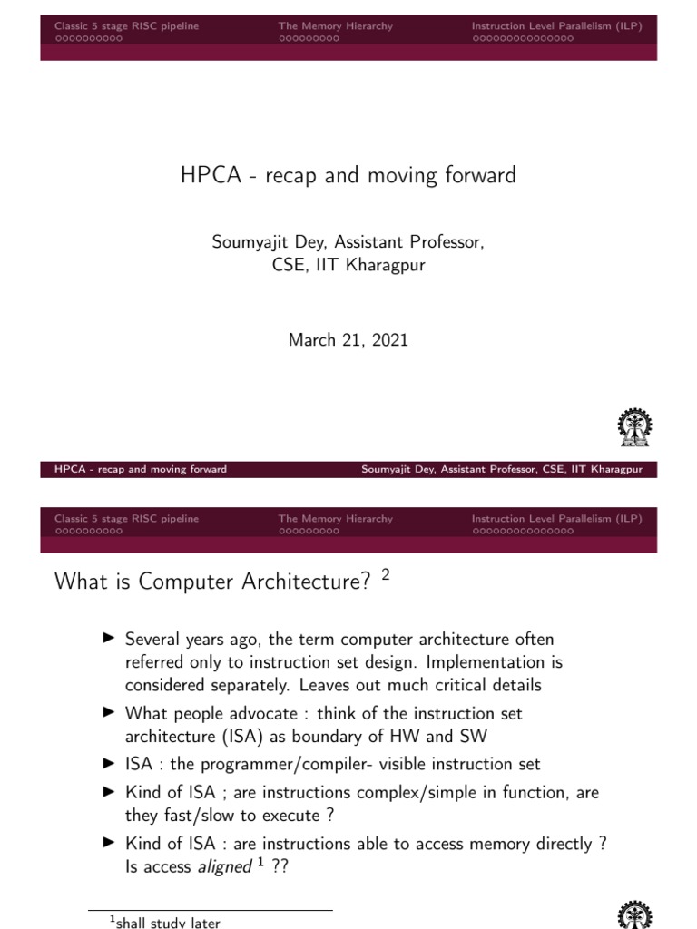 Hpca Recap And Moving Forward Soumyajit Dey Assistant Professor