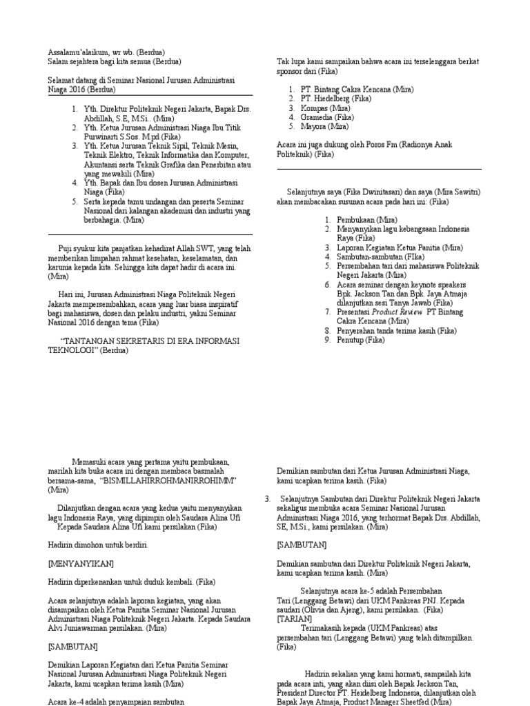 Contoh Skrip MC | PDF