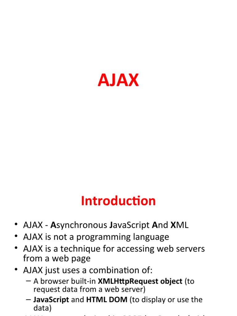 UNIT III - AJAX With PHP | PDF | Ajax (Programming) | World Wide Web