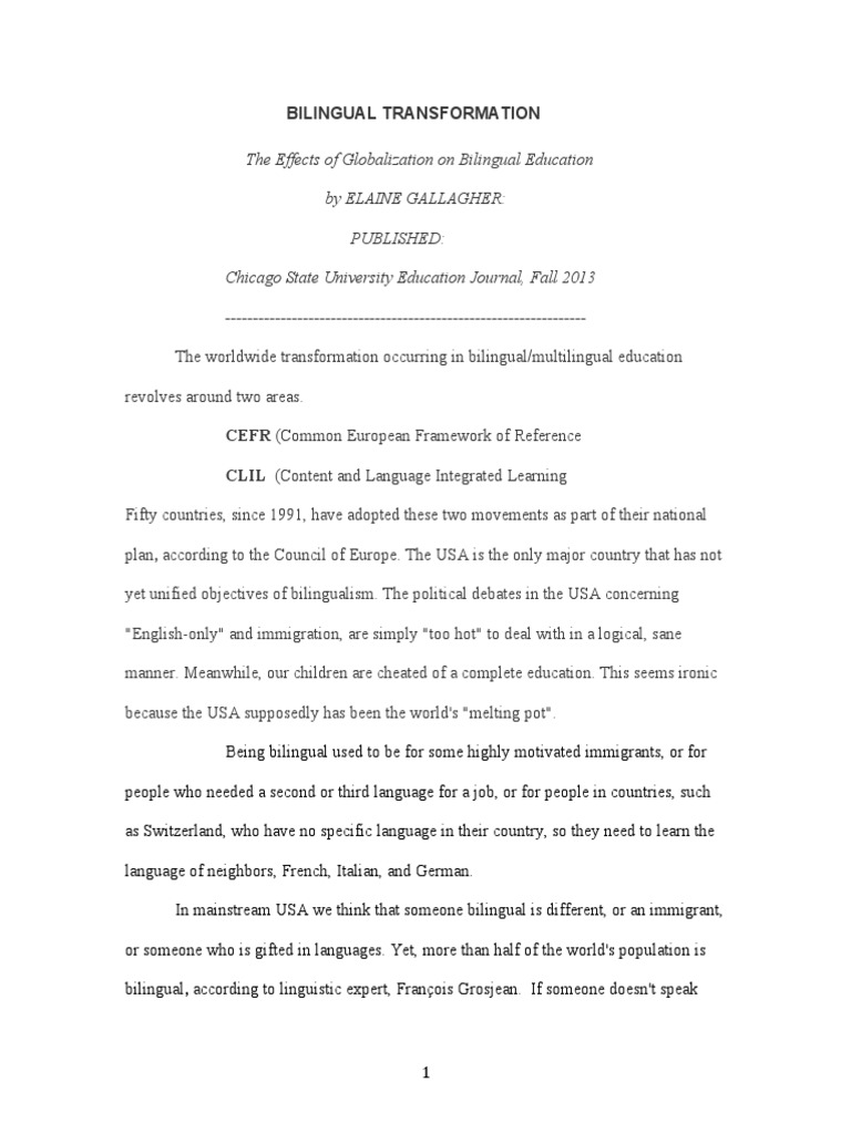 Bilingual Transformation | PDF | Multilingualism | Cognitive Science