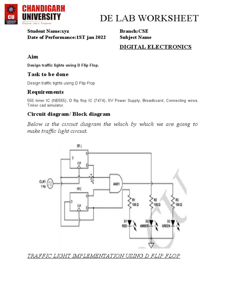 De Lab Worksheet: Digital Electronics Aim Task To Be Done Requirements ...