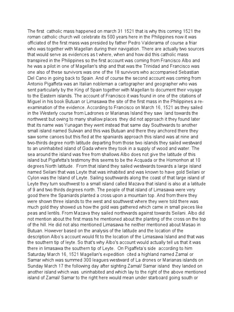 The Site of the First Catholic Mass in the Philippines: A Historical ...