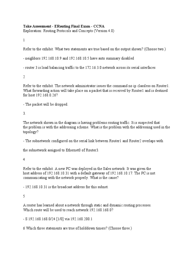 Erouting Final Exam Pdf Routing Router Computing