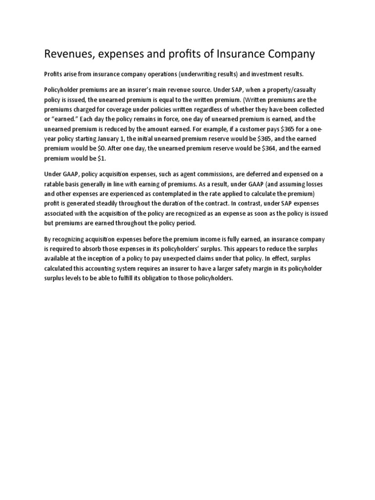 Insurance Revenue and Expense Dynamics | PDF