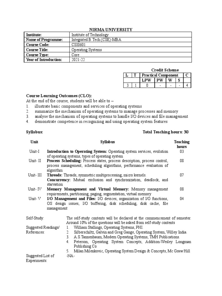 Csi0601 Pdf Operating System Process Computing