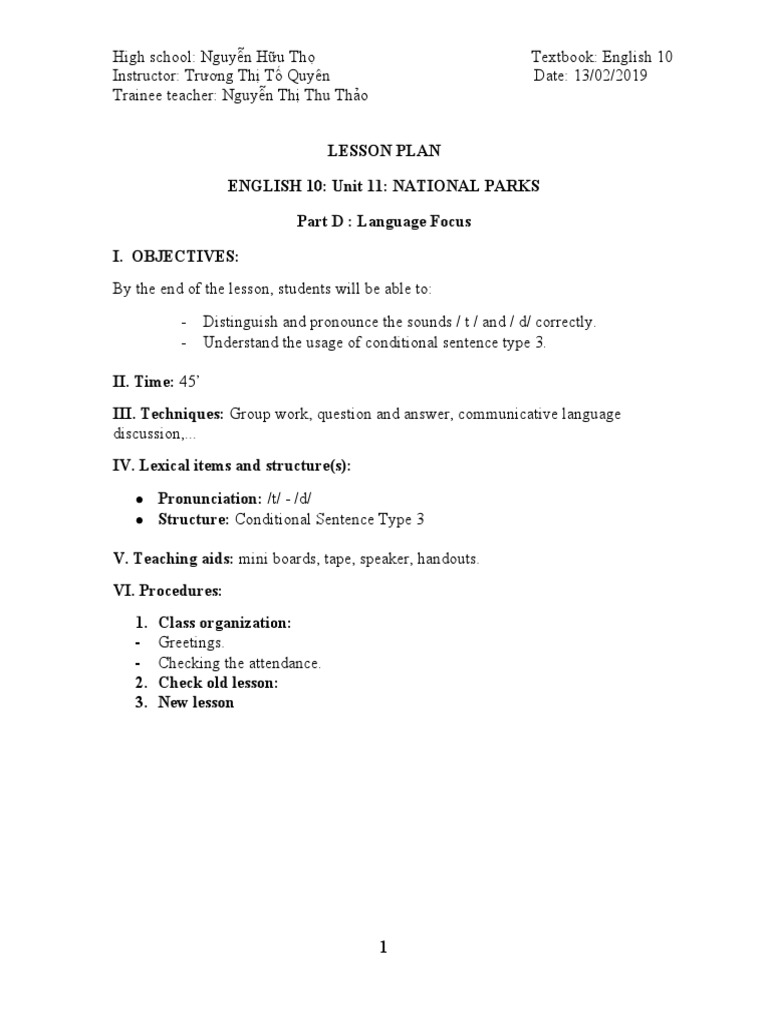 English 10 Lesson Plan: Conditional Sentences | PDF | English Language ...