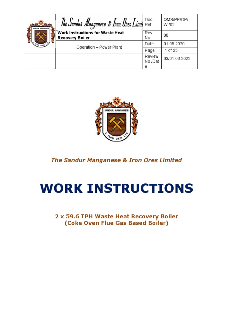 Work Instructions For WHRB | PDF | Boiler | Pump