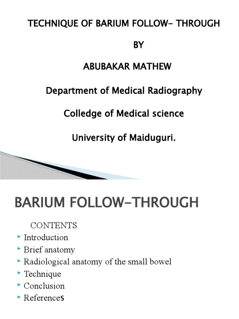 Barium Follow-Through Technique Guide | PDF | Gastrointestinal Tract ...