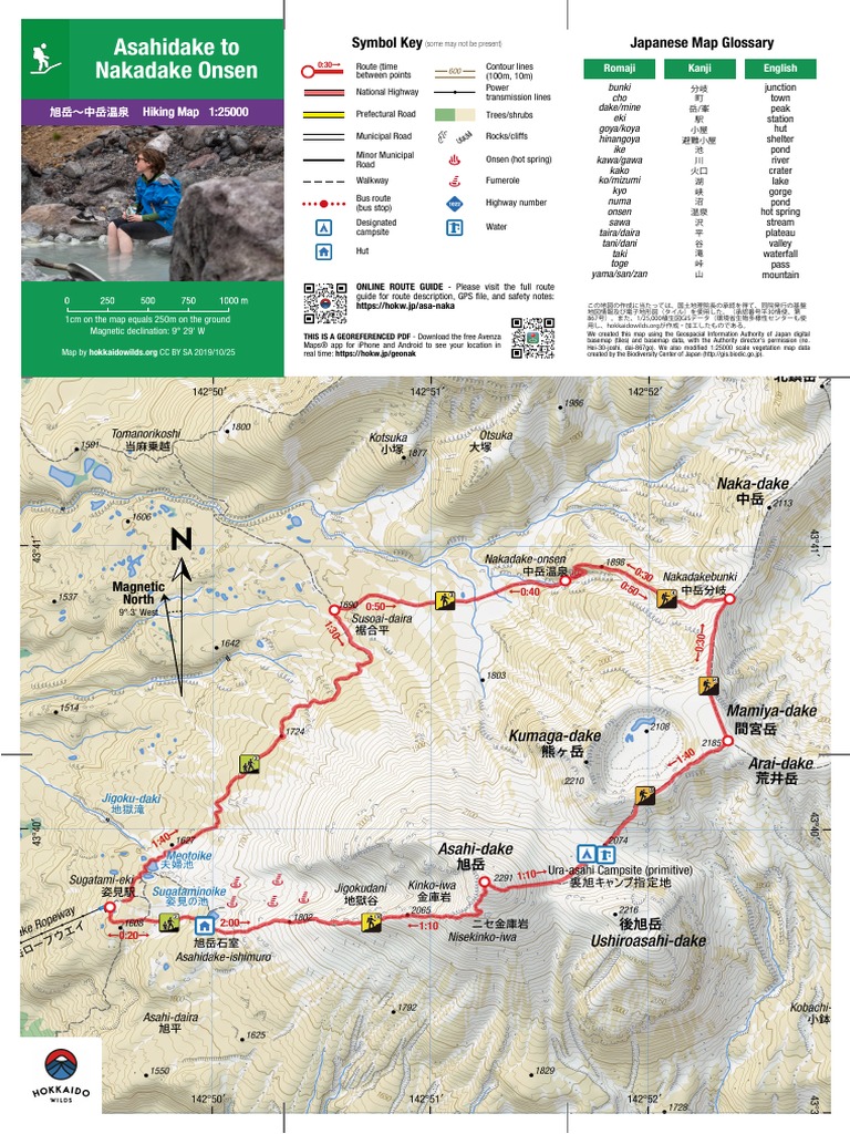 Asahidake To Nakadake Onsen: Symbol Key Japanese Map Glossary | PDF