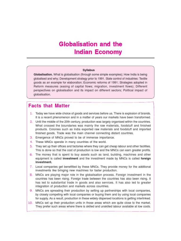 2.globalisation and The Indian Economy | PDF | Globalization | Multinational Corporation